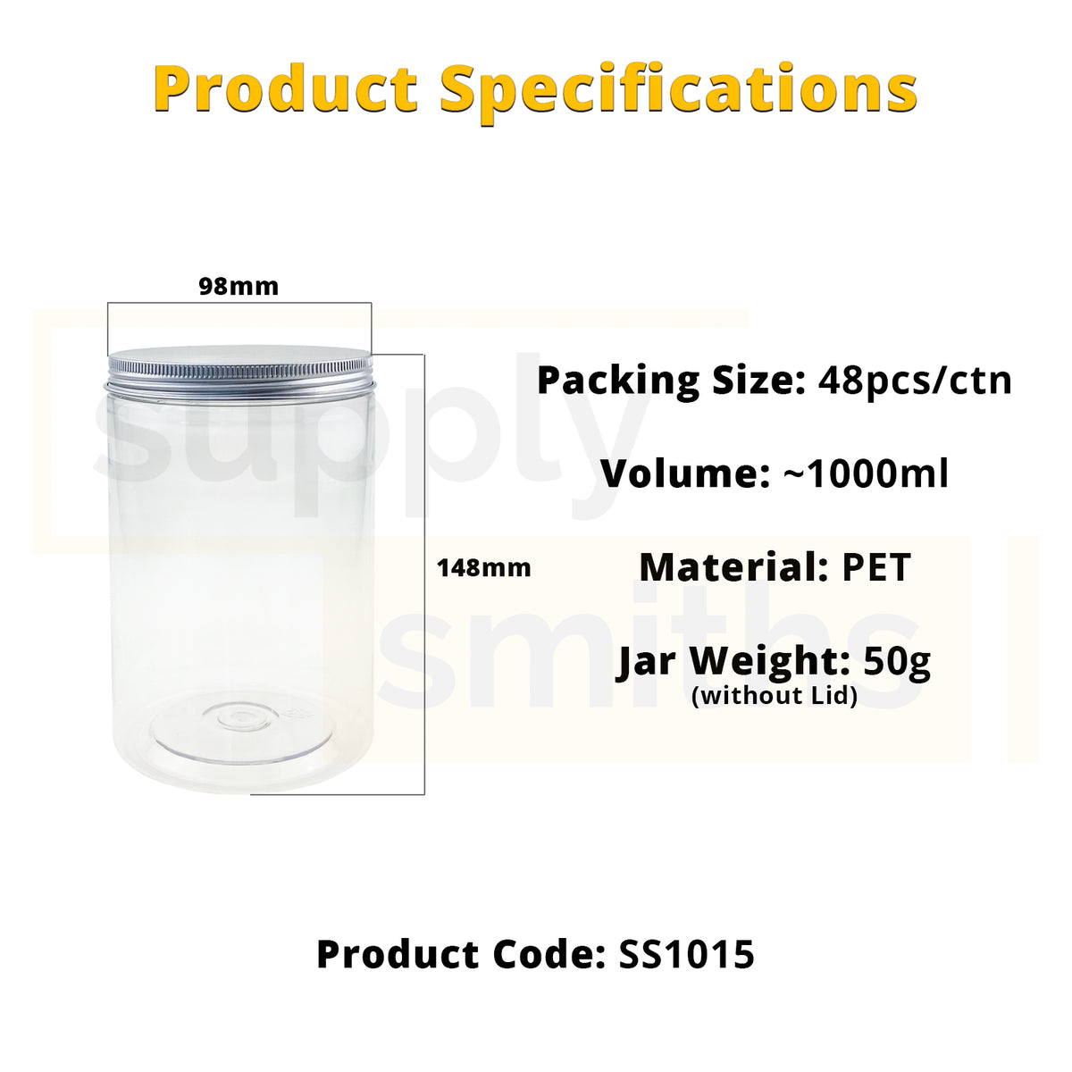 Plastic Container [10cm Diameter, 15cm Height] – Supply Smiths